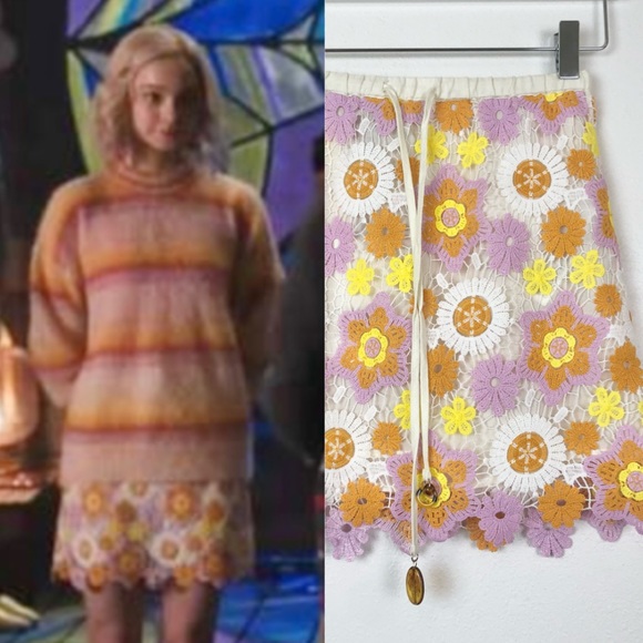 Zara | Skirts | Aso Enid Sinclair Wednesday Netflix Show Floral Crochet ...